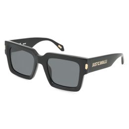 Roberto Cavalli Just Cavalli SJC108 | Unisex-Sonnenbrille | Fassung: Vollrand, Quadratisch, Acetat, Schwarz Gl&auml;nzend | Glasfarbe: Grau