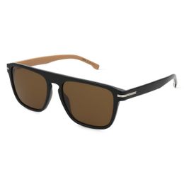 HUGO BOSS Boss 1599/S | Herren-Sonnenbrille | Fassung: Vollrand, Quadratisch, Acetat, Schwarz | Glasfarbe: Braun