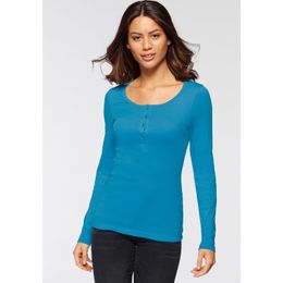 H.I.S. H.I.S Damen Langarmshirt, pink, petrol, Gr&ouml;&szlig;e 32/34