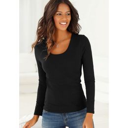 Vivance Damen Langarmshirt, petrol, schwarz, Gr&ouml;&szlig;e 36/38