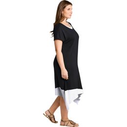 sheego Gro&szlig;e Gr&ouml;&szlig;en A-Linien-Kleid in 2-in-1-Optik, schwarz-wei&szlig;, Gr&ouml;&szlig;e 48 - Damen