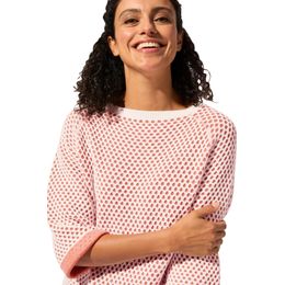 WITT Damen Strickpullover in Netz-Optik, papaya-ecru, Gr&ouml;&szlig;e 36