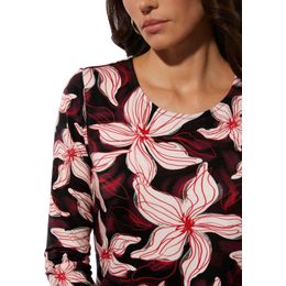 WITT Damen 3/4-Arm-Shirt im Bl&uuml;ten-Dessin, schwarz-champagner-bedruckt, Gr&ouml;&szlig;e 36