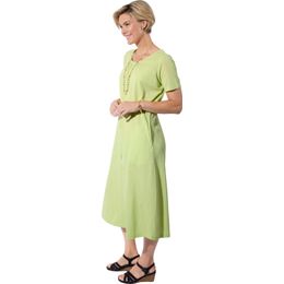 WITT Damen Sommerkleid mit gekr&auml;uselte Ausschnitt, pistazie, Gr&ouml;&szlig;e 46