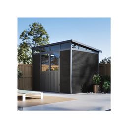 Weide Gartenhaus Aluminium & WPC Ger&auml;tehaus mit Doppelt&uuml;r 278x218 cm Wetterfest in Anthrazit?