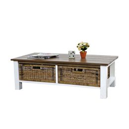 MCW Couchtisch Kalmar, Wohnzimmertisch Beistelltisch Holztisch, 38x112x52cm 2 K&ouml;rbe