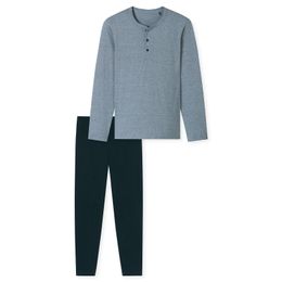 Schiesser Herren Pyjama Schlafanzug lang - Casual Essentials 1er Pack