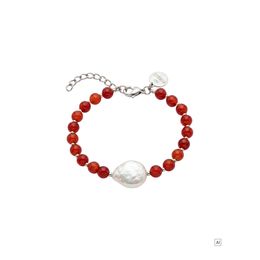 PURELEI Roter Achat Pearl Armband, verstellbare L&auml;nge