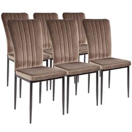 ALBATROS Esszimmerst&uuml;hle mit Samt-Bezug 6er Set MODENA, Braun - Stilvolles Vintage Design, Eleganter Polsterstuhl am Esstisch - K&uuml;chenstuhl oder Stuhl Esszimmer mit hoher Belastbarkeit