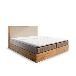Masseno Boxbett, Creme, Holz, H2 + H3, 140x200 cm, Schlafzimmer, Betten, Boxspringbetten