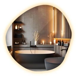 Wallfluent Led-Spiegel, Gelb, Glas, Organisch, 47.9x48.3x0.4 cm, Spiegel, Wandspiegel