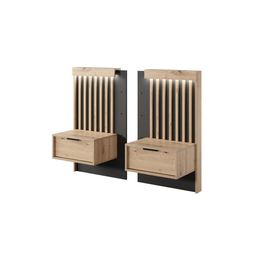 Masseno Nachttisch, Eiche Artisan, Holzwerkstoff, 2 Schubladen, 50.4x104x39.6 cm, Schlafzimmer, Nachttische