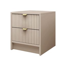 Mirjan24 Nachttisch, Sand, Holzwerkstoff, 2 Schubladen, Rechteckig, 40x40x35 cm, Schlafzimmer, Nachttische