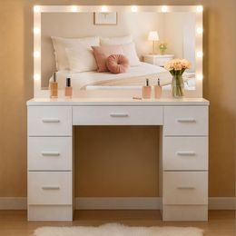 CLP Schminktisch, Wei&szlig;, Holz, 110x135x40 cm, Schlafzimmer, Schminktische