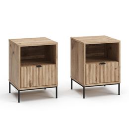 VICCO Nachttisch, Eiche, Holzwerkstoff, 1 F&auml;cher, Rechteckig, 40x55x38.1 cm, Schlafzimmer, Nachttische