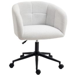 HOMCOM Schreibtischstuhl, Creme, Textil, 1-Sitzer, 59x85x65 cm, Arbeitszimmer, B&uuml;rost&uuml;hle, Drehst&uuml;hle