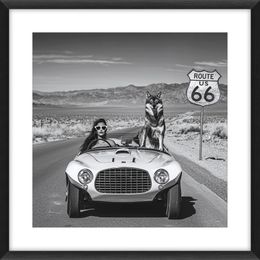 SONSTIGE Bild LADY AND WOLF ON ROUTE