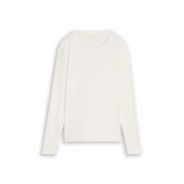 Tom Tailor Damen Basic Langarmshirt aus Baumwolle, wei&szlig;, Uni, Gr. XXL