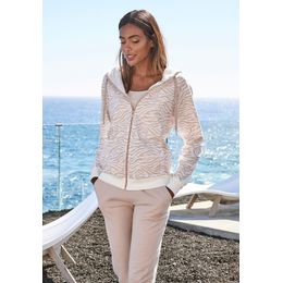 Lascana Damen Kapuzensweatjacke, Braun, Gr. 44/46, Langarm-Shirts, Material: Baumwolle