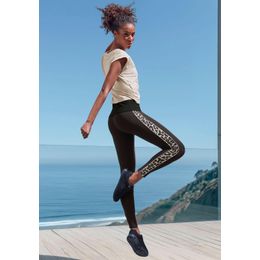 active by Lascana LASCANA ACTIVE Damen Leggings, Schwarz, Gr. M (40/42), Leggings, Material: Baumwolle