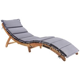 Ambia Garden Gartenliege, Akazie, Dunkelgrau, Holz, Textil, Akazie, massiv, F&uuml;llung: Schaumstoff, 168x55x54 cm, klappbar, Holzm&ouml;bel, Sitzgelegenheiten Holz, Gartenliegen Holz