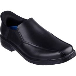 Skechers Caswell Frantone Leder Herren Schwarz Slipper Schuhe