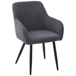Ti'me Armlehnstuhl, Grau, Schwarz, Metall, Textil, konisch, 56x83.5x59 cm, Esszimmer, St&uuml;hle, Esszimmerst&uuml;hle, Armlehnenst&uuml;hle
