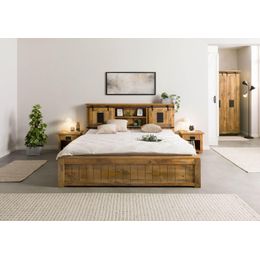 Bett mit Schublade Mango 200x200 natur lackiert RAILWAY #173