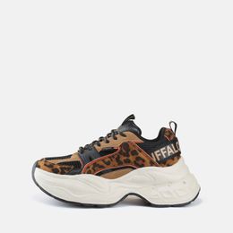 Buffalo Damen Plateausneaker "YUNO", Gr. 36leo, schwarz, Lederimitat, Textil, Schuhe, Chunky-Sneaker in Leo-Optik, Leichtgewicht
