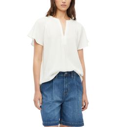 s.Oliver Damen Kurzarmblusesanftes wei&szlig;, Gr. 40, unifarben, Web, Obermaterial: 50% Viskose, 48% Polyester, 2% Elasthan, Blusen, Sommer-Tunika mit