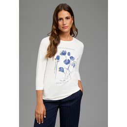 Laura Scott Damen 3/4-Arm-Shirt "mit floralem Frontprint"wei&szlig;, blau, Gr. 40, bedruckt, Jersey, Obermaterial: 95% Viskose, 5% Elasthan, Shirts, und