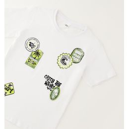 IDO Jungen Rundhalspullover "BOY SUMMER T-SHIRT"optical wei&szlig;, Gr. 140, 100% Baumwolle, Pullover