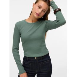 V&eacute;ro Moda VERO MODA Damen Langarmshirt "VMCHLOE LS SHORT TOP JRS NOOS", gr&uuml;n, Gr. S, unifarben, Feinripp, Obermaterial: 95% Baumwolle, 5% Elasthan, Shirts,