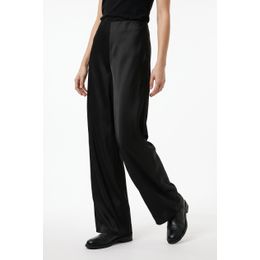 Y.A.S Damen Anzughose "YASPELLA HW WIDE PANTS S. NOOS"schwarz, Gr. S, gl&auml;nzend, unifarben, Web, Obermaterial: 97% Polyester, 3% Elasthan, Hosen, mit