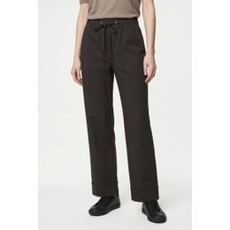 Street One Damen Stoffhose "Style Amalia"schwarz coffee (l&auml;nge 28), Gr. 46, unifarben, Web, Obermaterial: 66% Baumwolle, 30% Polyester, 4% Elasthan,