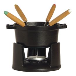 Staub Specialities Fondue Set 10 cm, rund, Schwarz, Gusseisen