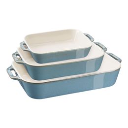 Staub Ceramique Ofenformenset 3-tlg, rechteckig, Antik-T&uuml;rkis, Keramik