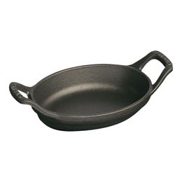 Staub Specialities Ofenform 15 cm, oval, Schwarz, Gusseisen