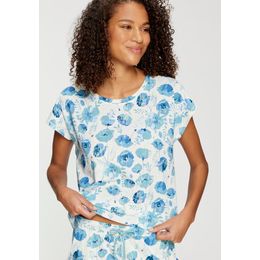 VIVANCE DREAMS BY LASCANA Pyjamaoberteil mehrfarbig Gr. 32/34 f&uuml;r Damen. Rundhals und Print. Gerade. Nachhaltig.