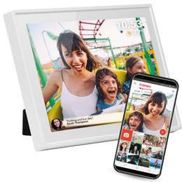 Denver PFF-1021 Digitaler WiFi-Bilderrahmen, 10.1" Touchscreen, wei&szlig;