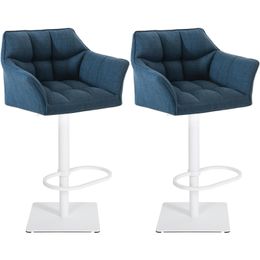 CLP 2er Set Barhocker Damaso mit Stoffbezug I Gepolsterte Barst&uuml;hle h&ouml;henverstellbar und drehbar I Tresenst&uuml;hle bis 240 kg belastbar