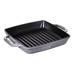 Staub Grill Pans Grillpfanne quad. 23 cm grafitgrau 23 cm, quadratisch, Graphit-Grau, Gusseisen