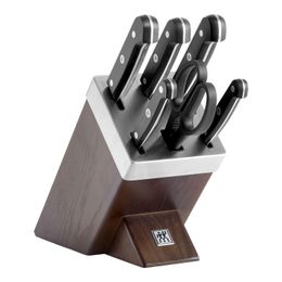 Zwilling Gourmet 7-tlg, Selbstsch&auml;rfender Messerblock, Braun