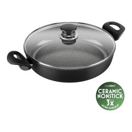 Ballarini Bari Servierpfanne mit Deckel, 28 cm, Aluminium, Keramische Antihaftbeschichtung