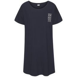 s.Oliver Sleepshirt blau Gr. 36/38 f&uuml;r Damen. Rundhals und Print. Loose Fit. Nachhaltig.
