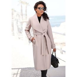 Lascana Langmantel 'mit Bindeg&uuml;rtel und Taschen' beige Gr. 34 f&uuml;r Damen. Figurumspielend