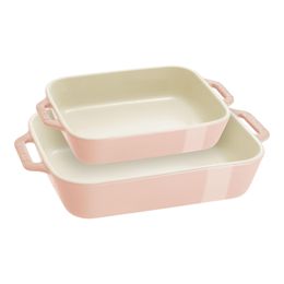 Staub Ceramique Ofenformenset 2-tlg, rechteckig, Hellrosa, Keramik