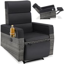 TecTake&reg; Aluminium Rattansessel, verstellbare R&uuml;ckenlehne und Fu&szlig;ablage, abnehmbare Polster mit waschbaren Bez&uuml;gen, Belastbarkeit 150 kg, 80 x 80 - 157 x 80 - 97 cm