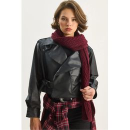 Oversized Crop Kunstlederjacke