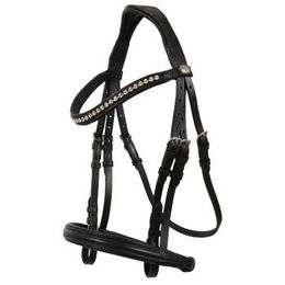 Hans Melzer Horse Equipment Hans Melzer Trense Valluhn schwarz/silber englisches Reithalfter ohne Sperrriemen WB EXTRA (KB-Kaltblut)